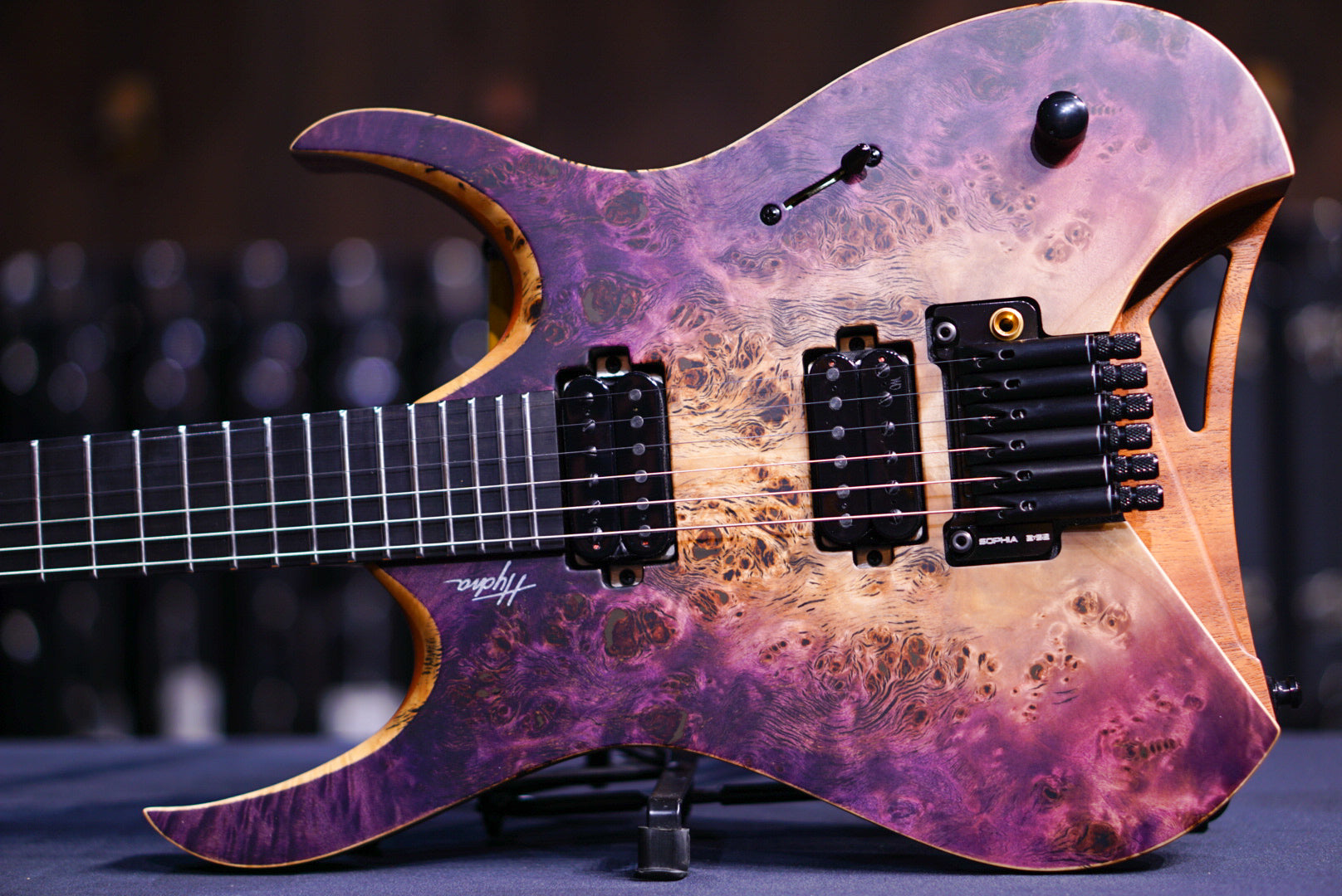 Mayones Hydra elite pro 6 trans natural fade purple burst out satine H
