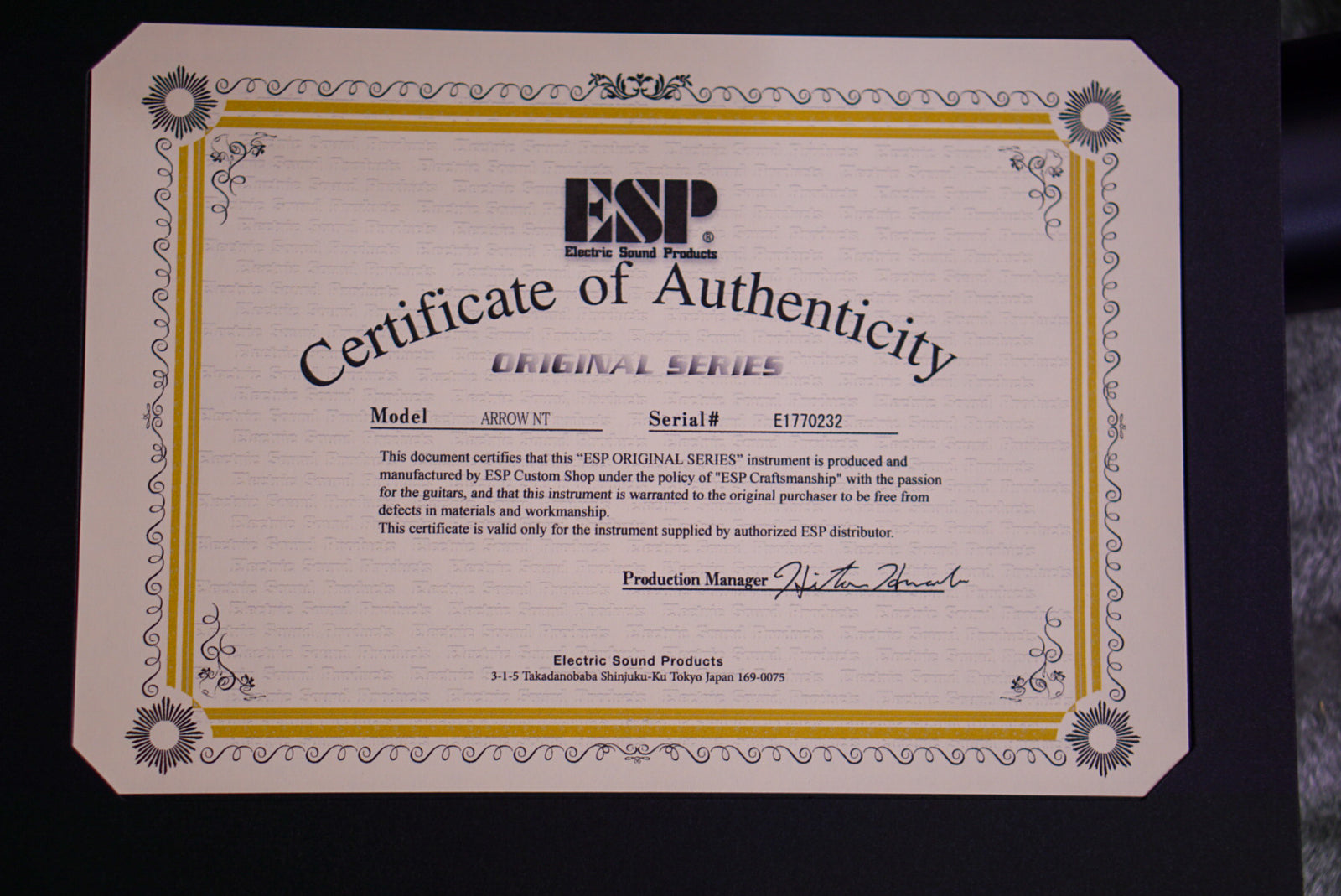ESP Arrow NT Castmetal Black Gold package E1770232