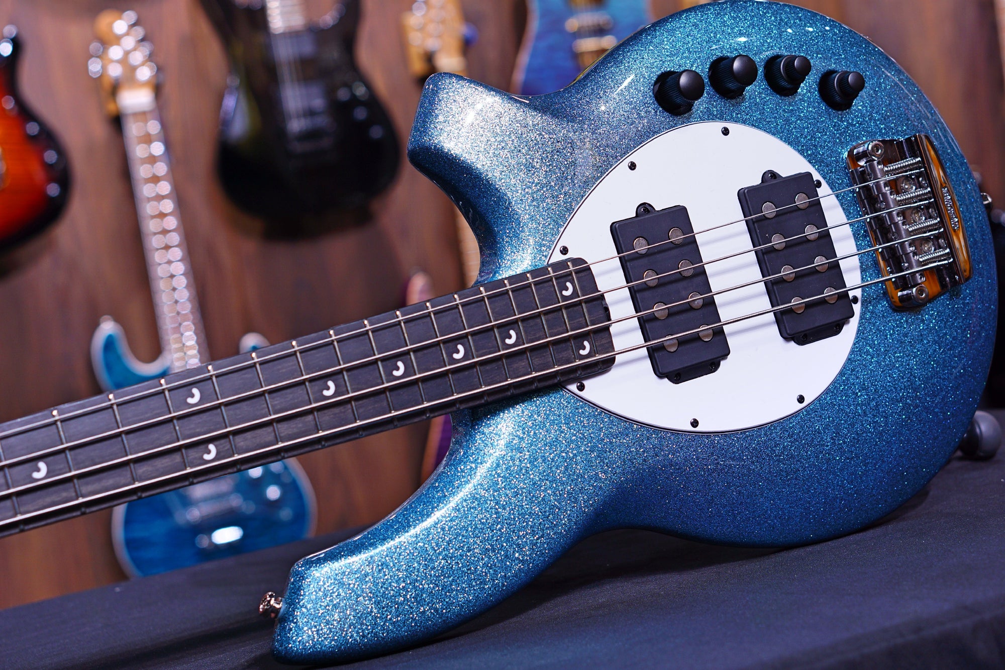 Ernie Ball Music Man Bongo 4 Bass Guitar Aqua Sparkle F87276