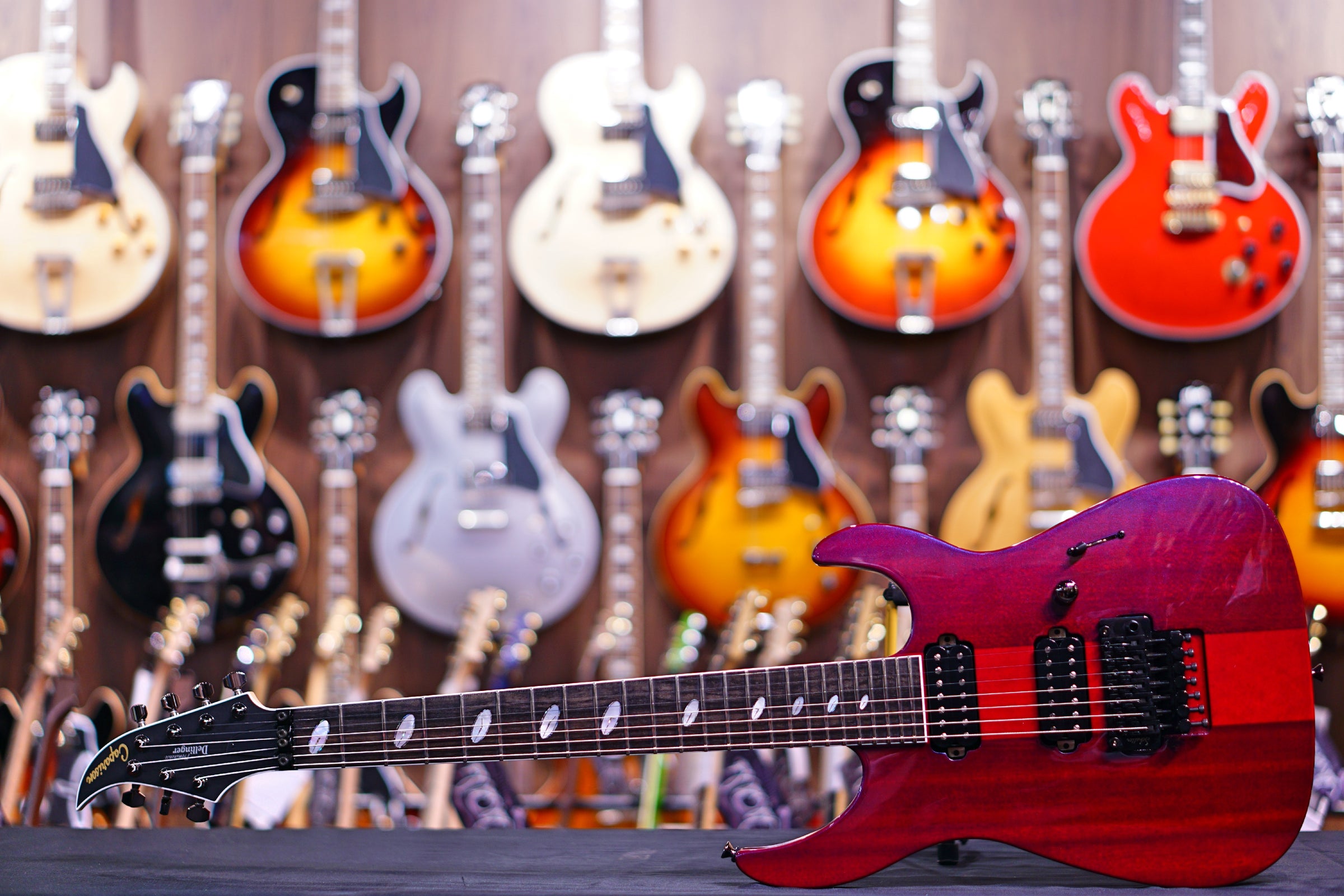 Caparison Dellinger Prominence Trans. Spectrum Red 7 string